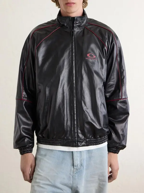 Balenciaga Logo-embossed Leather Jacket