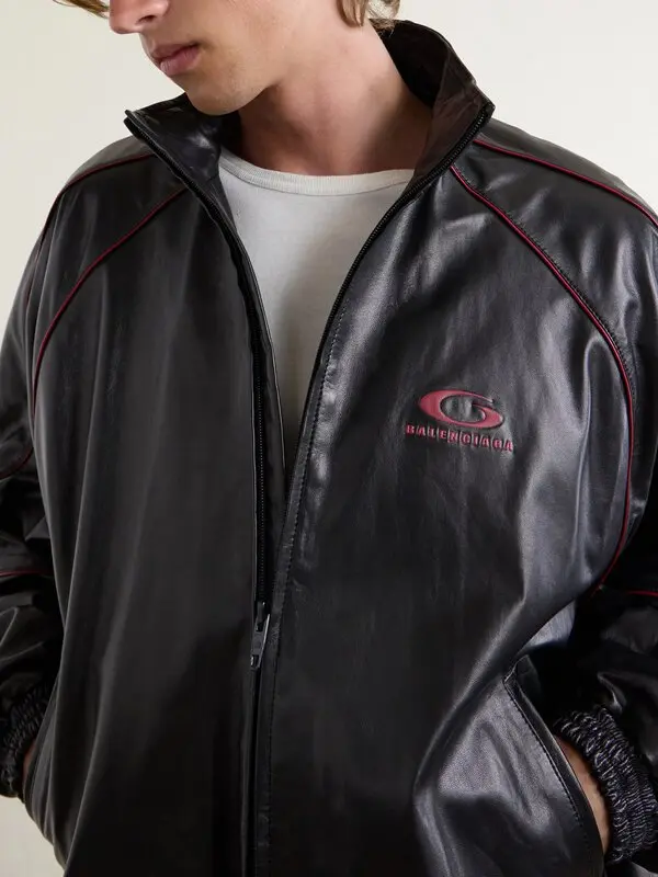 Balenciaga Logo-embossed Leather Jacket