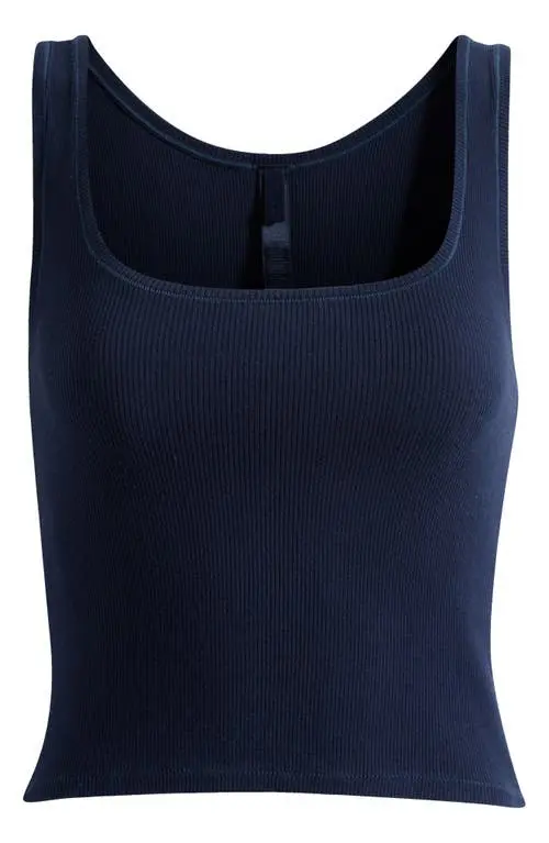 SKIMS Crop Stretch Cotton Rib Tank - Navy