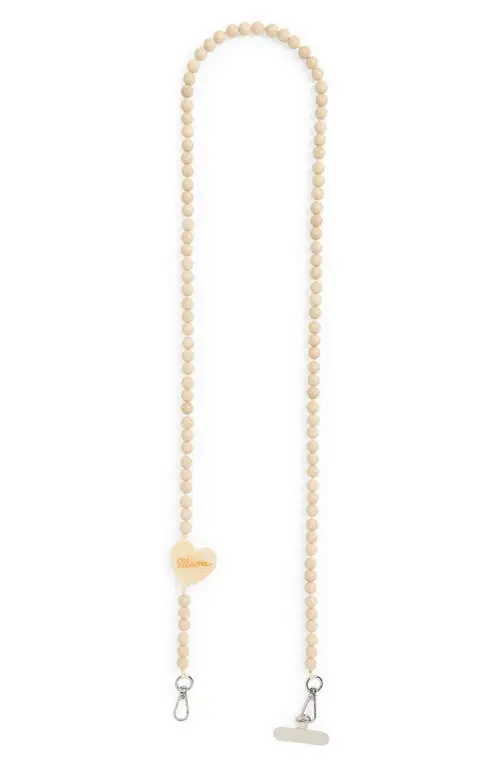 SOLAR ECLIPSE Mama Heart Beaded Crossbody Phone Strap - Cream