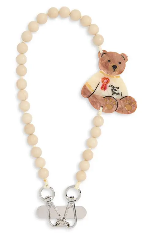 SOLAR ECLIPSE Mama Bear Beaded Phone Wrist Strap - Cream