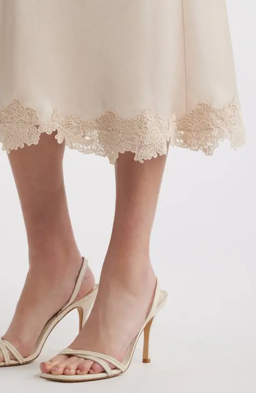 Kobi Halperin Lace Detail Satin Slip Skirt - Antique
