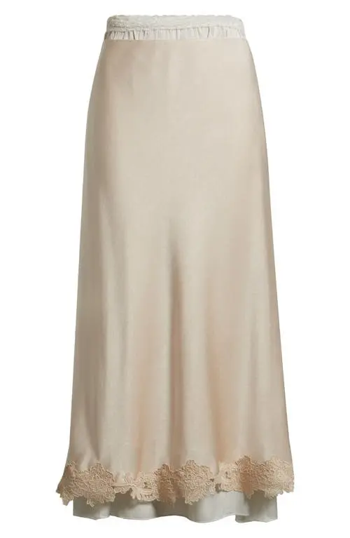 Kobi Halperin Lace Detail Satin Slip Skirt - Antique