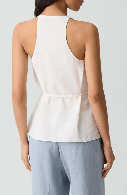 Theory Belted Sleeveless Silk-blend Top - Ivory