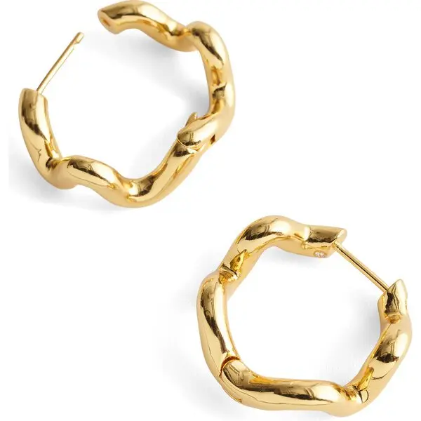 Madewell Demi-fine Wavy Double Hoop Huggie Earrings - Antique Gold
