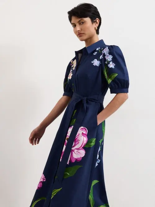PHASE EIGHT Kerrie Floral Shirt Dress - Navy
