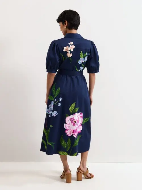 PHASE EIGHT Kerrie Floral Shirt Dress - Navy