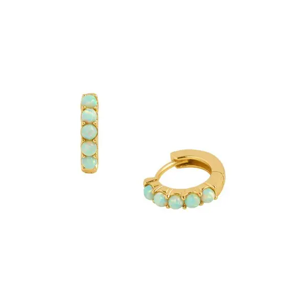 CLAIRE HILL DESIGNS Moon Opal Huggie Earrings - Gold