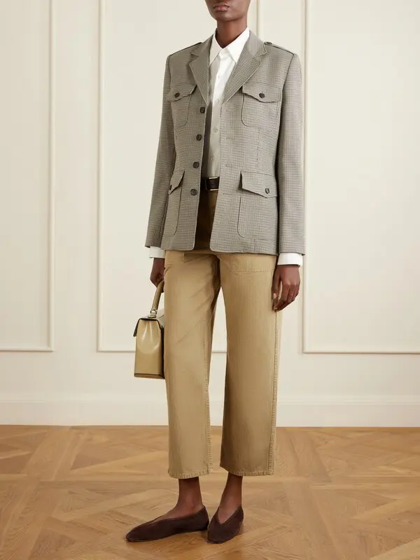 NILI LOTAN Hazel Houndstooth Wool Jacket - Brown