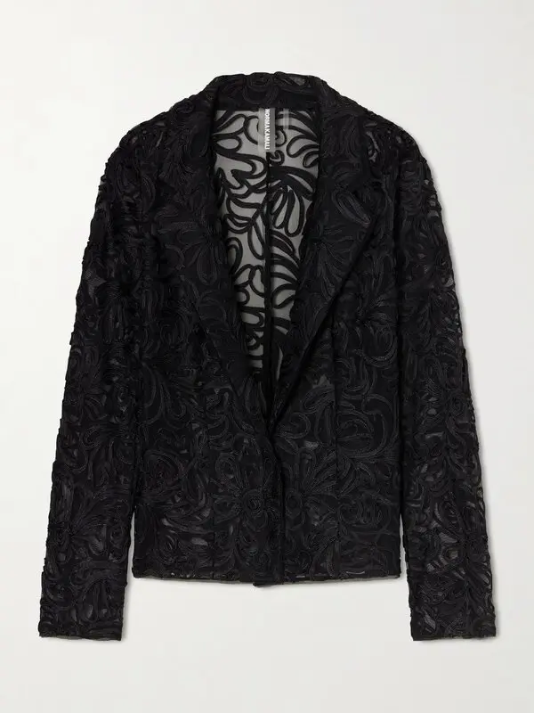 Norma Kamali Embroidered Mesh Evening Jacket