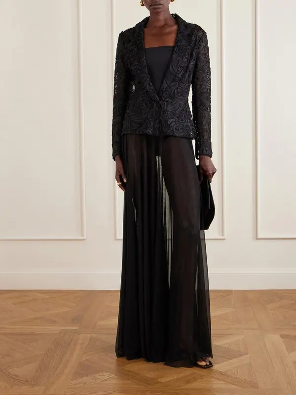 Norma Kamali Embroidered Mesh Evening Jacket