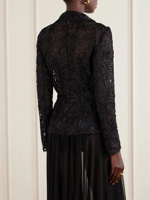 Norma Kamali Embroidered Mesh Evening Jacket