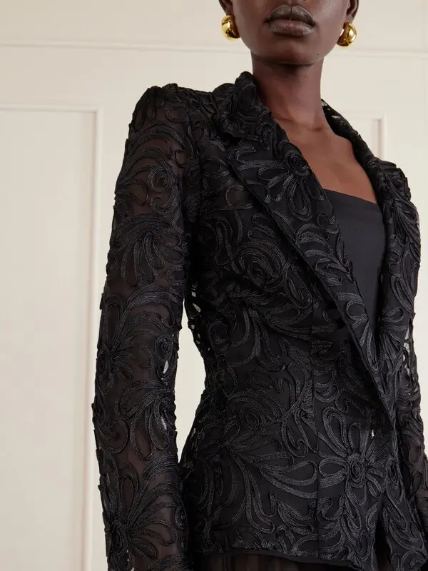 Norma Kamali Embroidered Mesh Evening Jacket