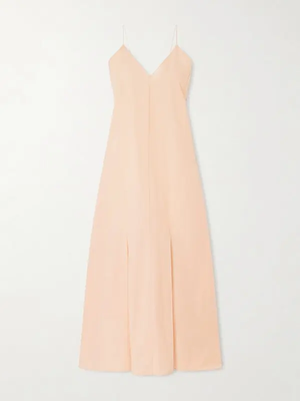 Khaite Paneled Cotton-poplin Midi Dress - Orange
