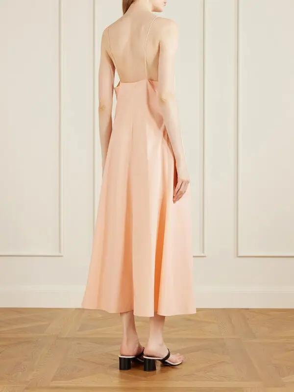 Khaite Paneled Cotton-poplin Midi Dress - Orange
