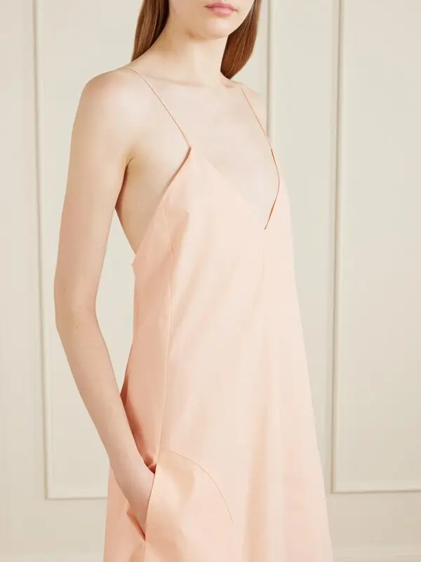 Khaite Paneled Cotton-poplin Midi Dress - Orange