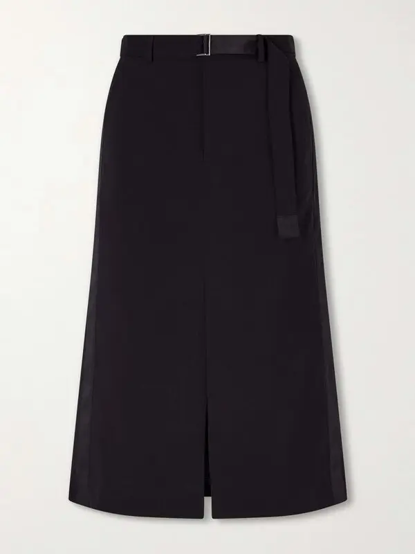 Sacai Suiting Paneled Wool Midi Skirt