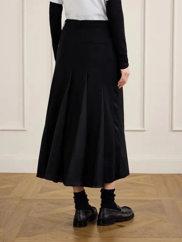 Sacai Suiting Paneled Wool Midi Skirt