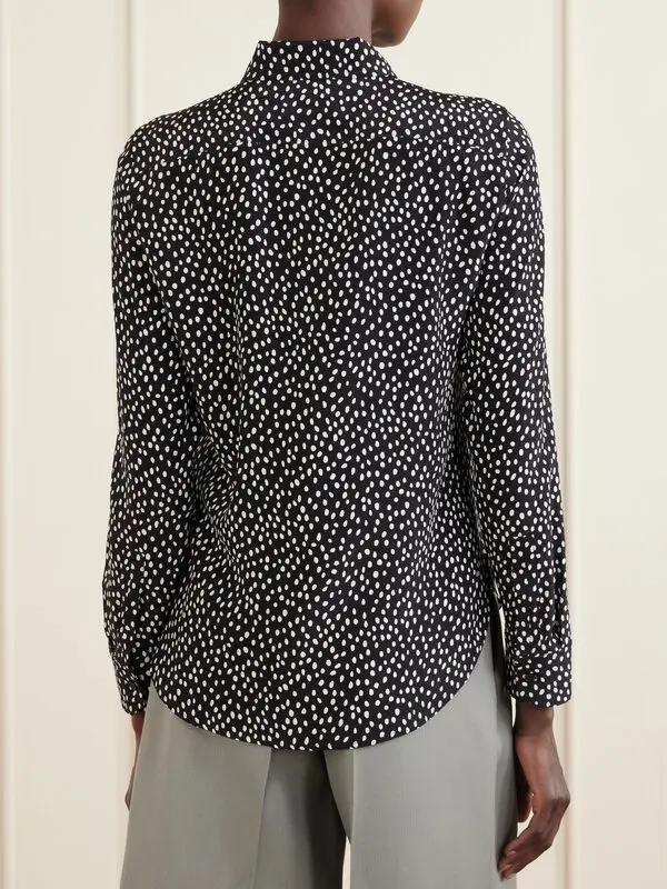 NILI LOTAN Gaia Silk Crepe De Chine Shirt - Black