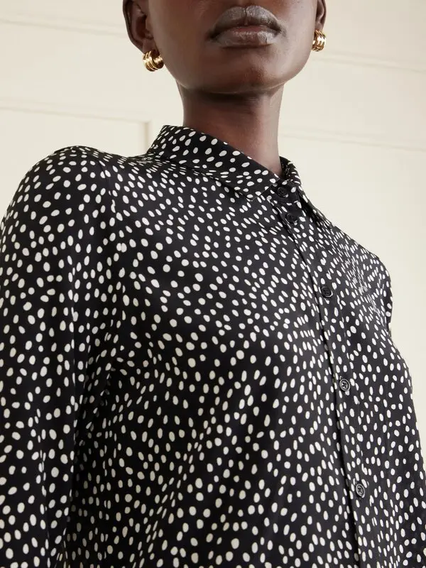 NILI LOTAN Gaia Silk Crepe De Chine Shirt - Black