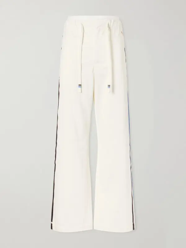 Marni Striped Cotton Wide-leg Trousers - White
