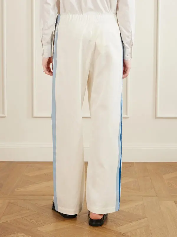 Marni Striped Cotton Wide-leg Trousers - White