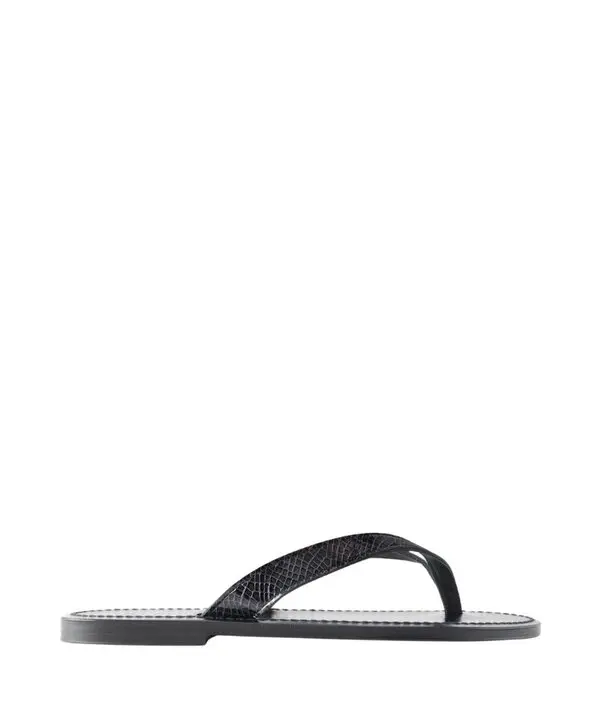 K.JACQUES Torino Snake-effect Thong Sandals - Black