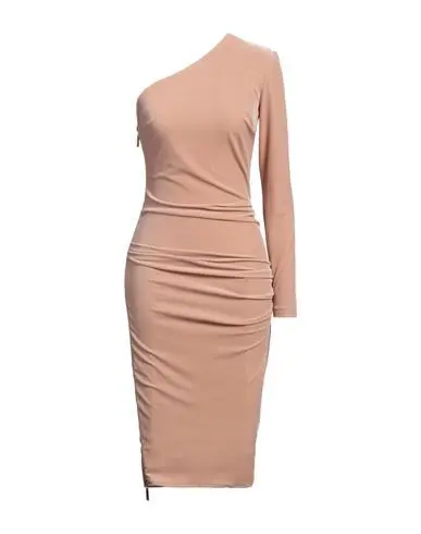 Elisabetta Franchi Midi One-shoulder Gathered Dress - Blush