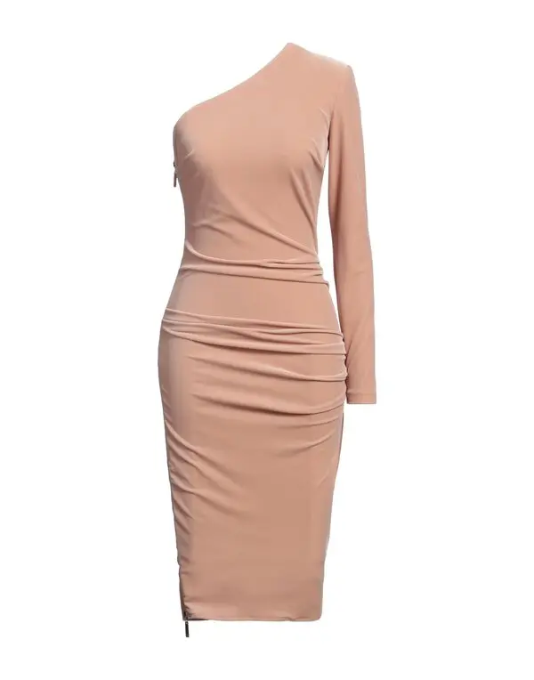 Elisabetta Franchi Midi One-shoulder Gathered Dress - Pink
