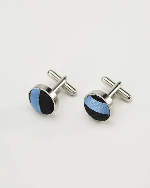 KNOTTERY & CO Skyline Striped Silk Cufflinks