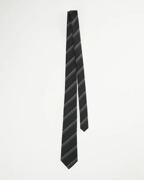 KNOTTERY & CO Triple-striped Silk Jacquard Tie