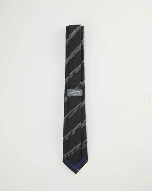 KNOTTERY & CO Triple-striped Silk Jacquard Tie