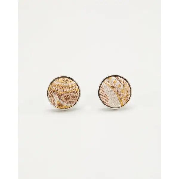 KNOTTERY & CO Paisley Silk Cufflinks - Latte