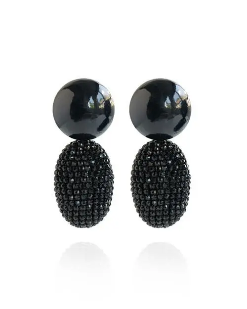 SAULE LABEL Selena Clip-on Earrings - Onyx Nightfall