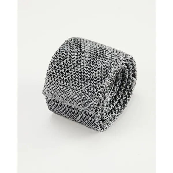 KNOTTERY & CO Classic Knit Neck Tie - Silver Grey