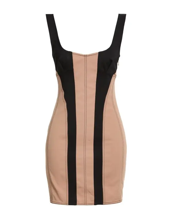 Pinko Sleeveless Scoop Neck Mini Dress In Two-tone Gabardine And Jersey