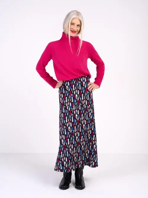KETTLEWELL High Waisted Printed Maxi Skirt - Winter Dash
