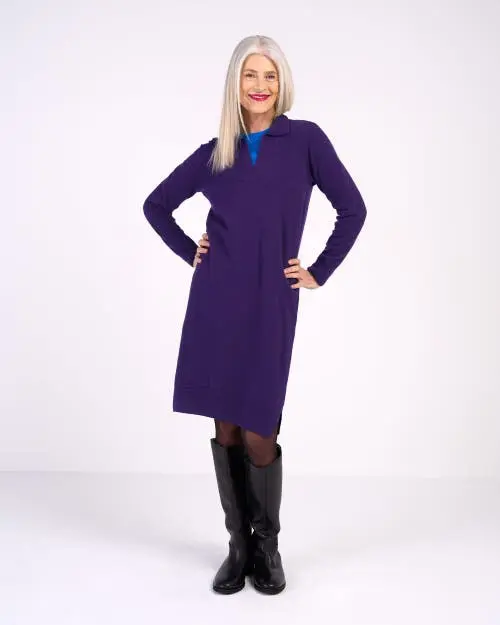 KETTLEWELL Trophy Neck Wool Shirt Dress - Deep Nightshade