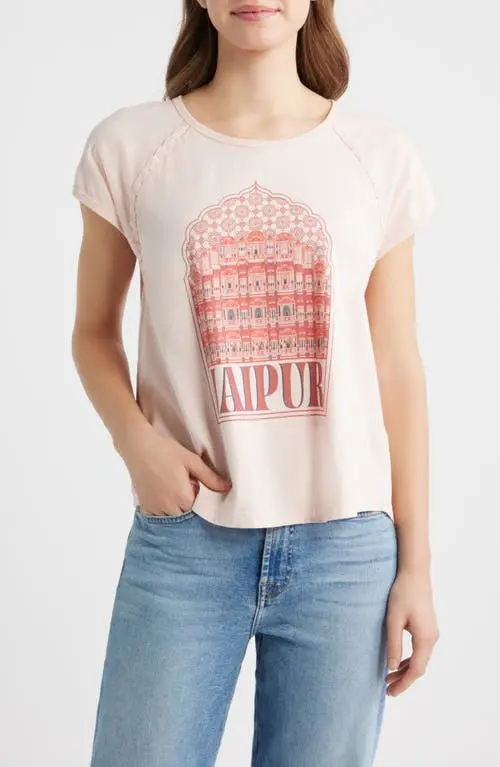 CITY BLUES Crochet Detail Graphic T-shirt - Pink