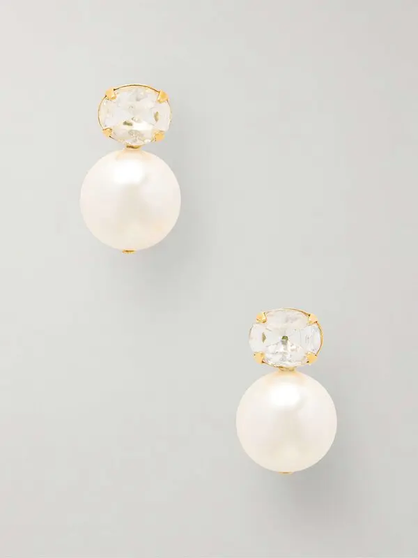 JENNIFER BEHR Nina Crystal And Pearl Earrings - Ivory