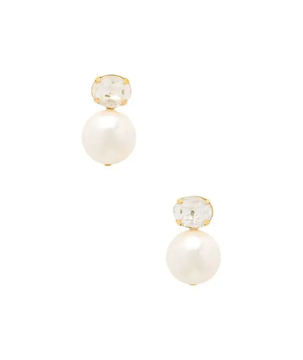JENNIFER BEHR Nina Crystal And Pearl Earrings - Neutrals