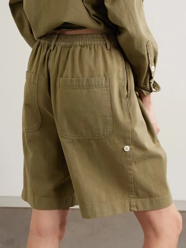 JAMIE HALLER Pleated Cotton-twill Knee Length Shorts