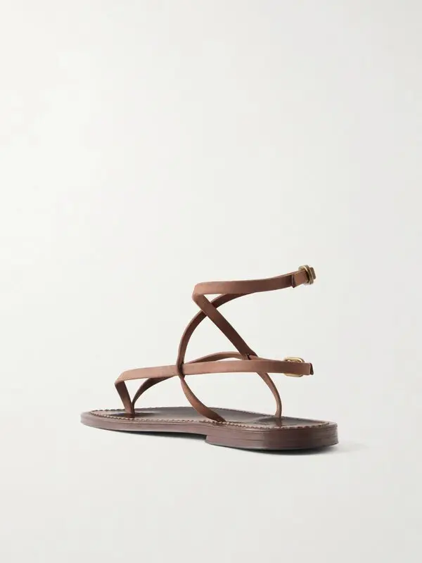 K.JACQUES St. Tropez Abako Nubuck And Leather Thong Sandals - Brown