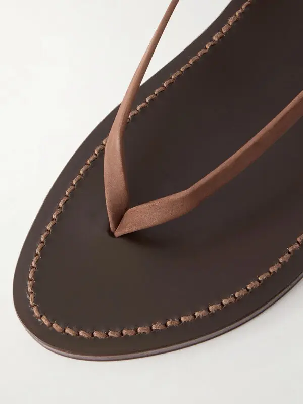 K.JACQUES St. Tropez Abako Nubuck And Leather Thong Sandals - Brown