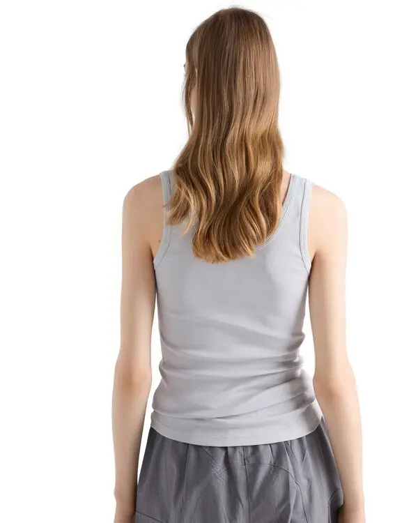 Prada Ribbed Knit Tank Top - Marble Gray