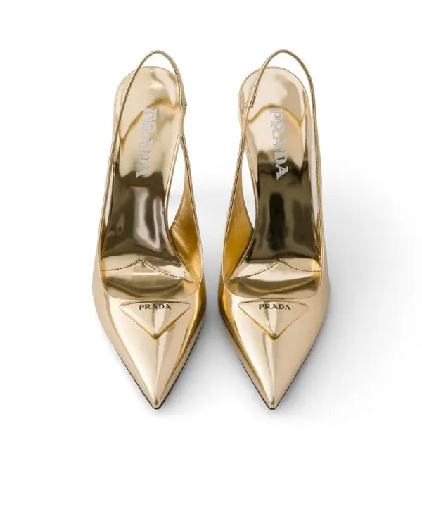 Prada Metallic Leather Slingback Pumps