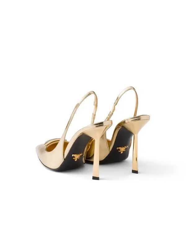 Prada Metallic Leather Slingback Pumps