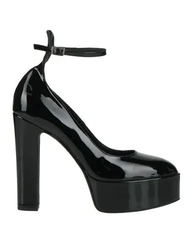 Pinko Patent Leather Platform Pumps With Ankle Strap