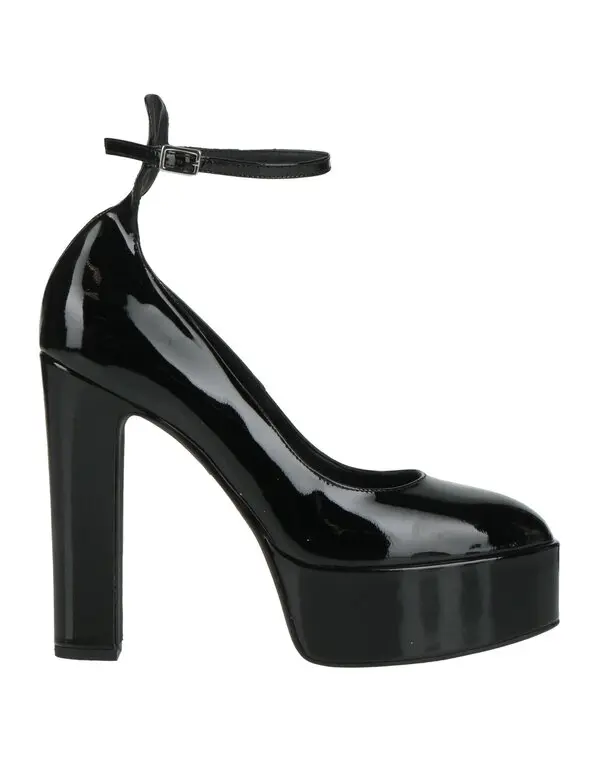 Pinko Patent Leather Platform Pumps With Ankle Strap