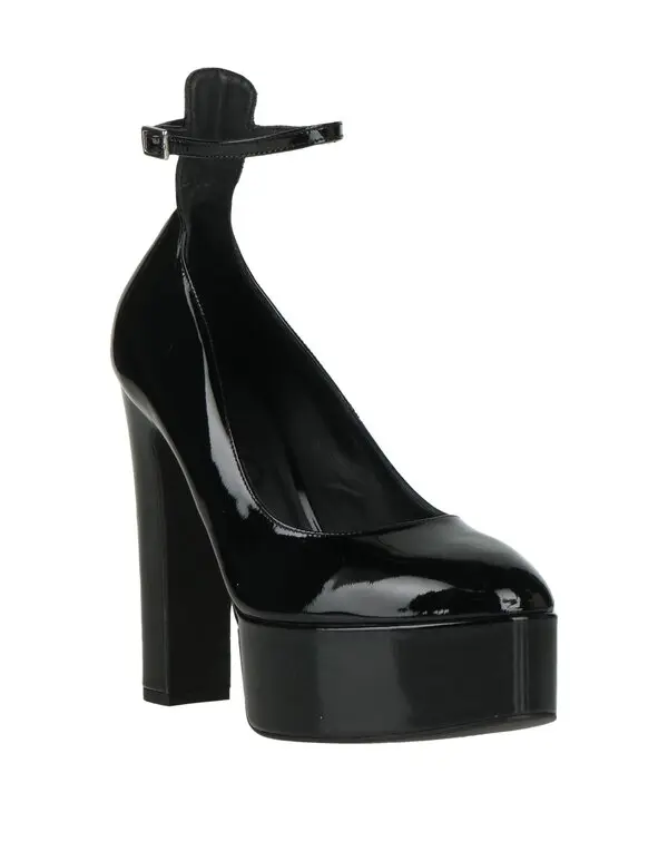 Pinko Patent Leather Platform Pumps With Ankle Strap